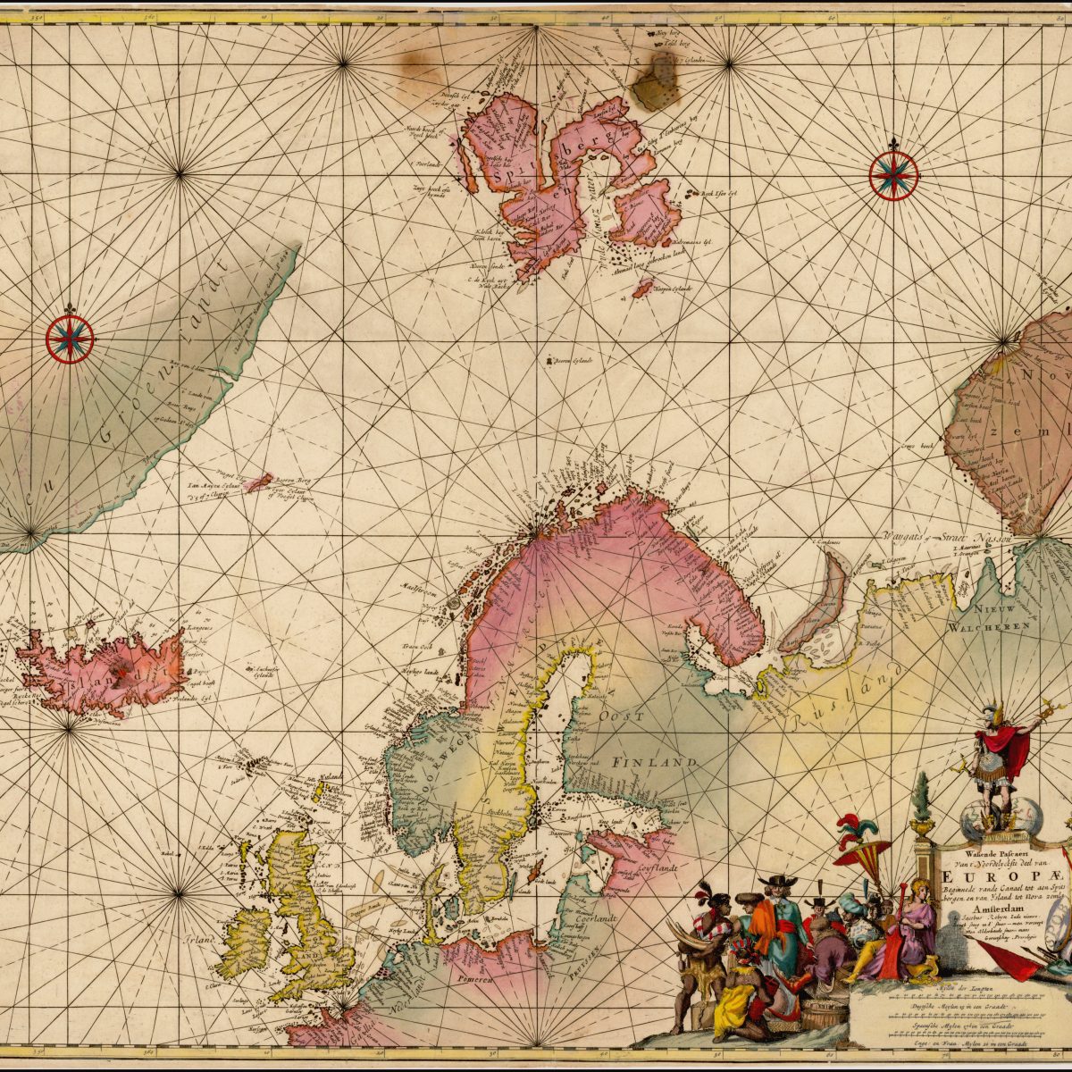 Wassende Pascaert Van t' Noordelyckste deel... van Europae_Beginnende ...